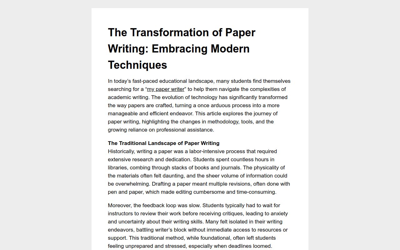 The Transformation of Paper Writing: Embracing Modern Techniques